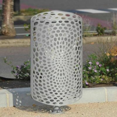 China City Street Outdoor Metal Trash Can Aluminum Trash Can Silver for sale
