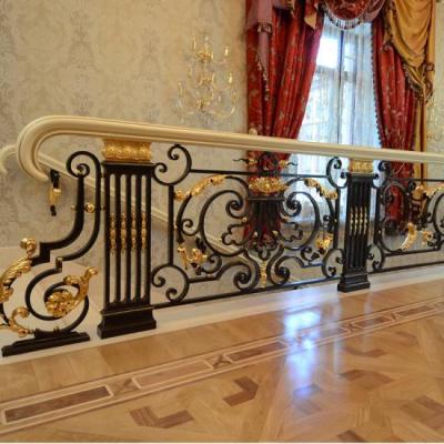 China Classic Black Forged Iron Railing Gilded  Forged Iron Handrails for sale