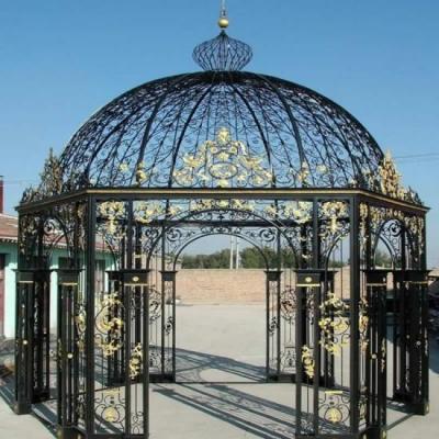 China Erosion Resistance Forged Wedding Pavilion Custom Paint Coating Decoration Iron Pavilion for sale