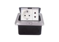 China Home / Office Floor Mounted Power Sockets Square Shape Drawnench Silver Color for sale