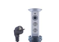 China Silver 2 x EU Recessed Countertop Outlets One Key Design For Entertainment System for sale