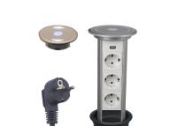 China Smart LED Motorized Pop Up Socket , Motorised Conference Table Pop Up Outlets for sale