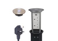 China 3250W Motorized Pop Up Power Socket White LED For Conference Room Counter Top for sale