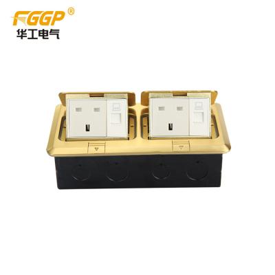 China Golden Color EU Pop Up Floor Outlet Long Life Network Power Outlet for sale