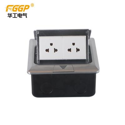 China ODM Silver US Plug Pop Up 2 Gang Socket Outlet Schuko Outlet 15A 250V for sale