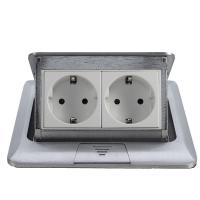 China Popular Silver EU Plug Pop Up Double Floor Socket / 2 Gang Power Socket for sale