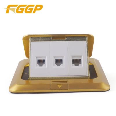 China Brass Copper Fggp 3 Ports RJ45 Floor Socket Box With Data Jacks , Longlife for sale