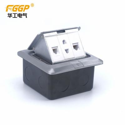 China CC7 2EU 10a 20a Brass Twins Electrical Floor Socket Box for sale