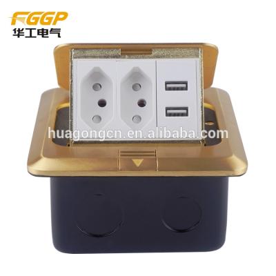 China HGD 2F AC1 Hidden Brass Pop Up Floor Outlet With Modular Jack for sale