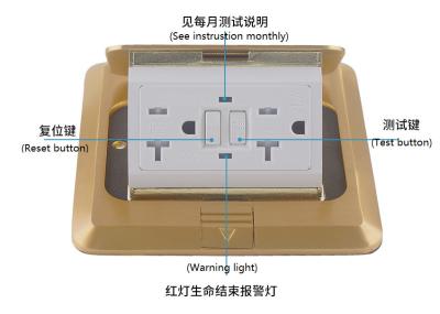China 110V 250V Gold Polished Brass Alloy EU Floor Socket Box for sale