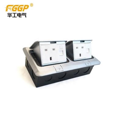 China Residential 13a Double Pop Up Floor Socket Box With Rj45 for sale