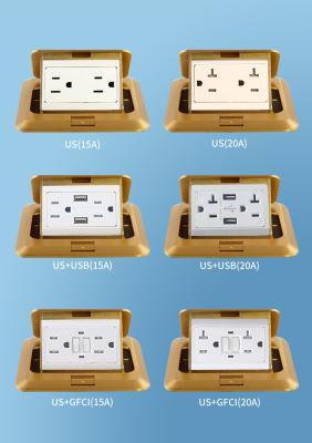 China Computer Charging Pop Up Floor Socket Brass Panel GFCI Socket Outlet for sale