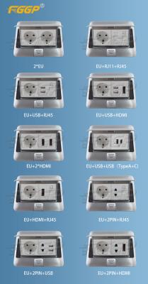 China Double Positions Pop Up Floor Socket Germany Standard Twin Floor Socket for sale
