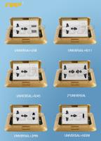 China Brass Alloy Floor Mounted Pop Up Floor Socket With 2 Gang Multi Plugs for sale