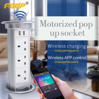China 5A Kitchen Pop Up Sockets Motorized Pop Up Desktop Socket With Wireless Charger for sale