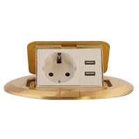 China Coin Open Round Waterproof Floor Socket Box With 2Pin Universal Outlet for sale