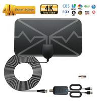 China Amplified 50miles HD TV Antenna VHF174-230/UHF470-862 Frequency Range 25dbi Gain Digital Indoor with Amplifier and Plug for sale