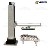 China Bottles Automatic Palletizer Machine Low Level Robotic Palletizer For Infeed In Production Line for sale