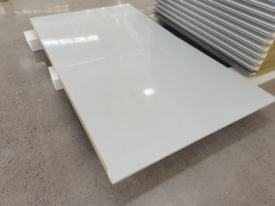 China Fireproof PU Edge Metal Rock Wool Sandwich Panel Customized Thickness For Cold Rooms And Warehouses for sale