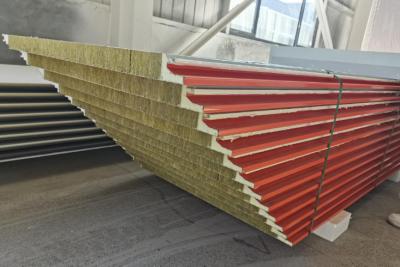 China Rock Wool Decorative Pu SandwichWith PU Edge Sealing Fireproof A Grade Pu/Pir Rock Wool Sandwich Panel for sale