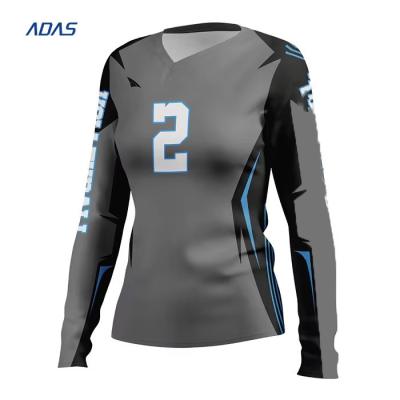 China 165gsm Digital Sublimation Volleyball Wear Jersey Moisture Wicking Black And White for sale