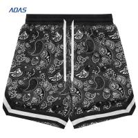 China Team Sublimated Mesh Shorts Black Polyester Fight Basketball 3D Embroidered Lettering for sale