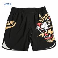China Spandex Polyester Grappling Basketball MMA Sublimated Mesh Shorts White Blue Double Layer for sale
