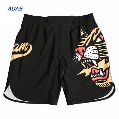 China Spandex Polyester Grappling Basketball MMA Sublimated Mesh Shorts White Blue Double Layer for sale