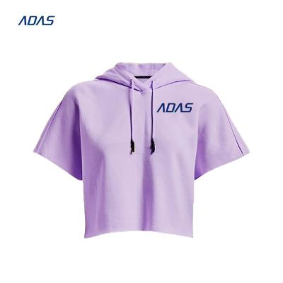 China Anti Shrink Women'S Cropped Polyester Gym Shirts Short Sleeve Hoodies For Sublimation for sale