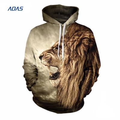 China Bleaching Fleece Polyester Sublimation Hoodies Sweatshirts Zipper Up Lion Printing for sale