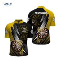 China Full Custom Print Men's Dart Bowling shirt Quick Dry Breathable Crew dart top Wholesale for sale