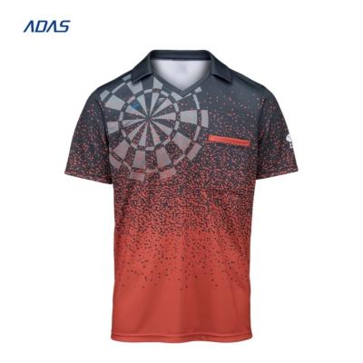 China Custom Quick Dry Sublimation Print Men Dart Jersey Competition Uniform Design Zipper Dart Shirt for sale