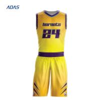 China Basketball Uniform Sets-Printed Breathable Sleeveless 100% Polyester with Side Color Modern & Customizable for sale