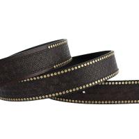 China Unisex Vintage Cow Head Embossed PU Leather Belt with Buckle Fastening Western Rivet Belt for sale