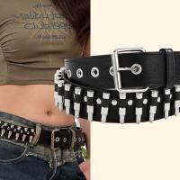 China Ordinary Style 2-4cm Men's Western Punk Rivet Belt with Smooth Buckle Pant Decoration for sale