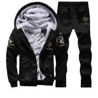 China 100% Polyester Long Sleeve Men's Thickened Hooded Two-Piece Set for Winter Sports for sale