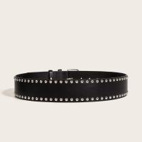 China Wide Belt Western Rivet Trend Fashion Punk Belt with Iron Buckle and Pin Fastening for sale