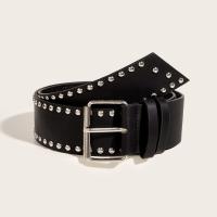 China Wide Belt Western Rivet Trend Fashion Punk Belt with Iron Buckle and Pin Fastening for sale