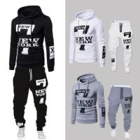 China Solid Pattern Pullover Sweatshirt Sport Fleece Wear Hoodie And Jogger Set For Men for sale