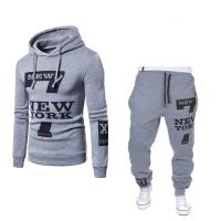 China Solid Pattern Pullover Sweatshirt Sport Fleece Wear Hoodie And Jogger Set For Men for sale