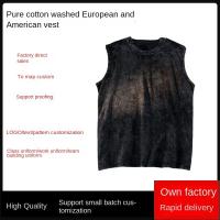 China Printed 230G COTTON Vintage Ropa Gym Vest for Men Custom Cut Off Sleeveless Tank Top for sale