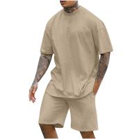 China 10000 Quantity Men's Two-piece Set Round Neck T-shirt and Shorts with Other Fabric Weight for sale