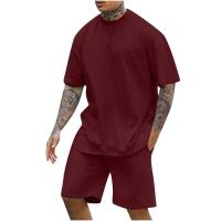 China 10000 Quantity Men's Two-piece Set Round Neck T-shirt and Shorts with Other Fabric Weight for sale