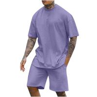 China 10000 Quantity Men's Two-piece Set Round Neck T-shirt and Shorts with Other Fabric Weight for sale