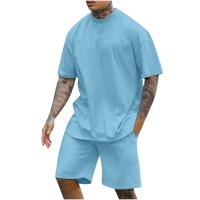China 10000 Quantity Men's Two-piece Set Round Neck T-shirt and Shorts with Other Fabric Weight for sale