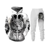 China Men's Hooded Sweater Suit Lion King 3D Printing Sportswear Long Sleeve Suit for sale
