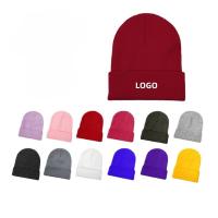 China Custom Logo Embroidery Unisex Acrylic Knit Cuffed Cap Warm Winter Knit Hats Beanie for SKI for sale