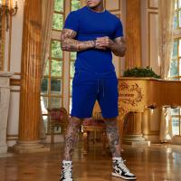 China Custom Logo Plus Size Tracksuit for Men Stretchable 2 Piece Outerwear Jogger Suit Short Sets for sale