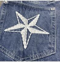 China Men's Outerwear Blue Jeans Sets Washed Printing Denim Jacket Set Weaving Method Woven for sale