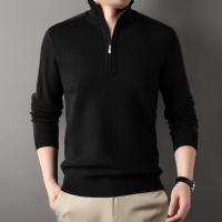 China Customized Solid Half Zipper Winter Fleece Acrylic Turtleneck Knitted Sweater for Men for sale